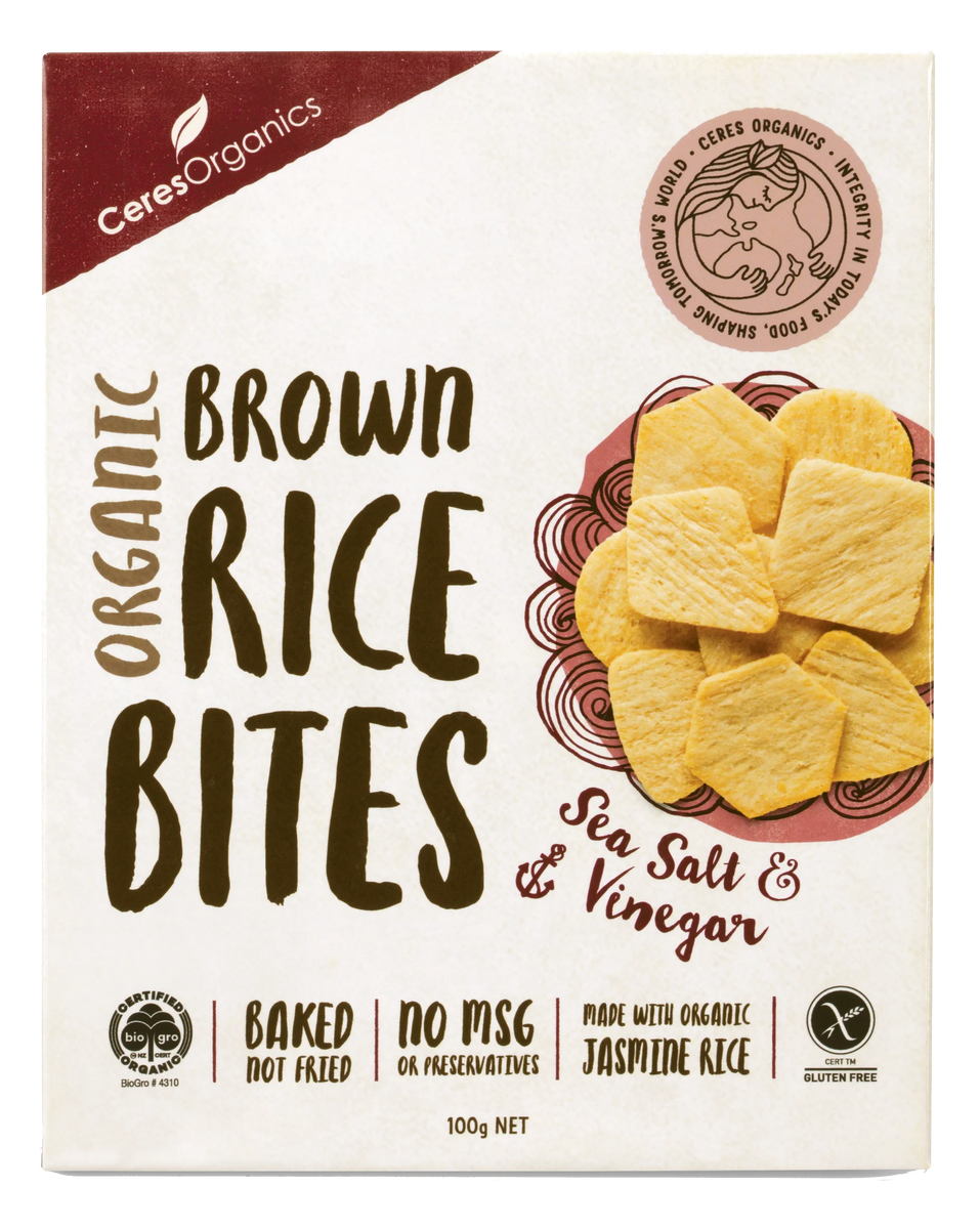 Ceres Organics - Brown Rice Bites Sea Salt & Vinegar 100g – Rita's Farm ...