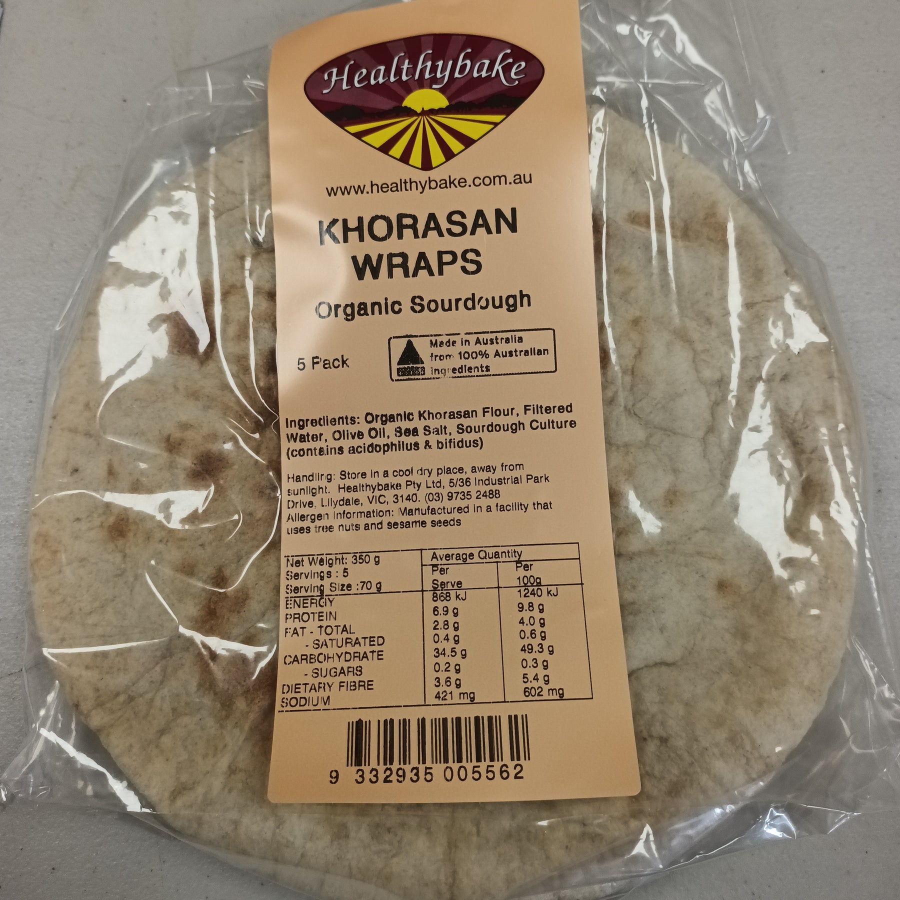 Healthy Bake - Khorasan Wraps 5pk – Rita's Farm Produce